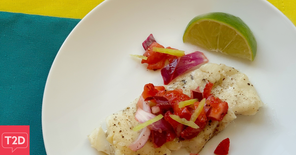 Baked Alaskan Cod with Strawberry Salsa Recipe | Type2Diabetes.com
